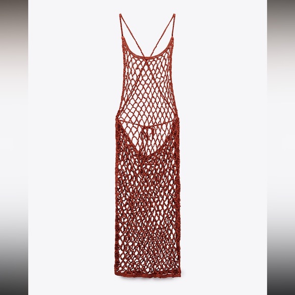 Zara | Swim | Zara Crochet Macrame Fishnet Knit Dress Coverup ...
